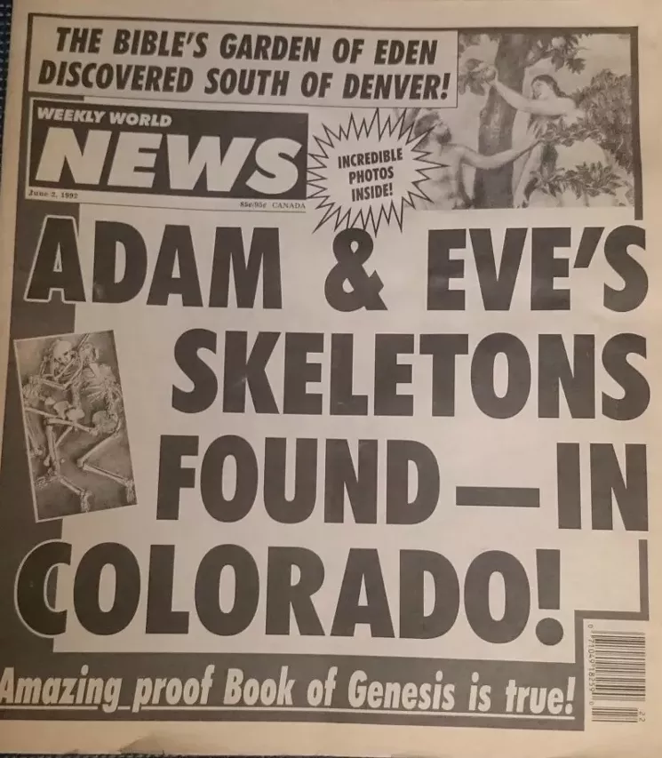 Adam and Eve's Skeletons Found in Colorado, Claimed Weekly World News ...